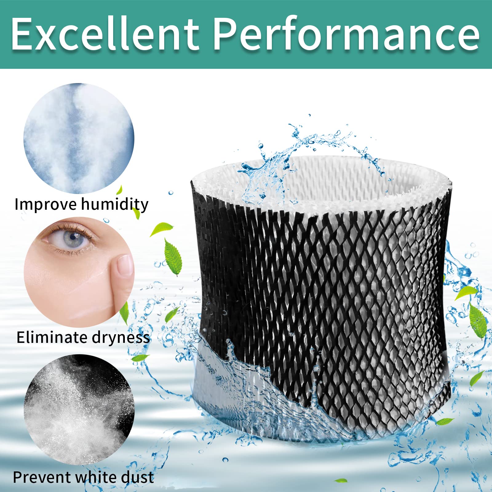 SUNRRA HWF64 Humidifier Filter for Sunbeam Humidifier Filter B, SCM1746, Long-Last & Sturdy, Fits Holmes HM1746, HM-1745 and Bionaire BWF64, 3 Pack