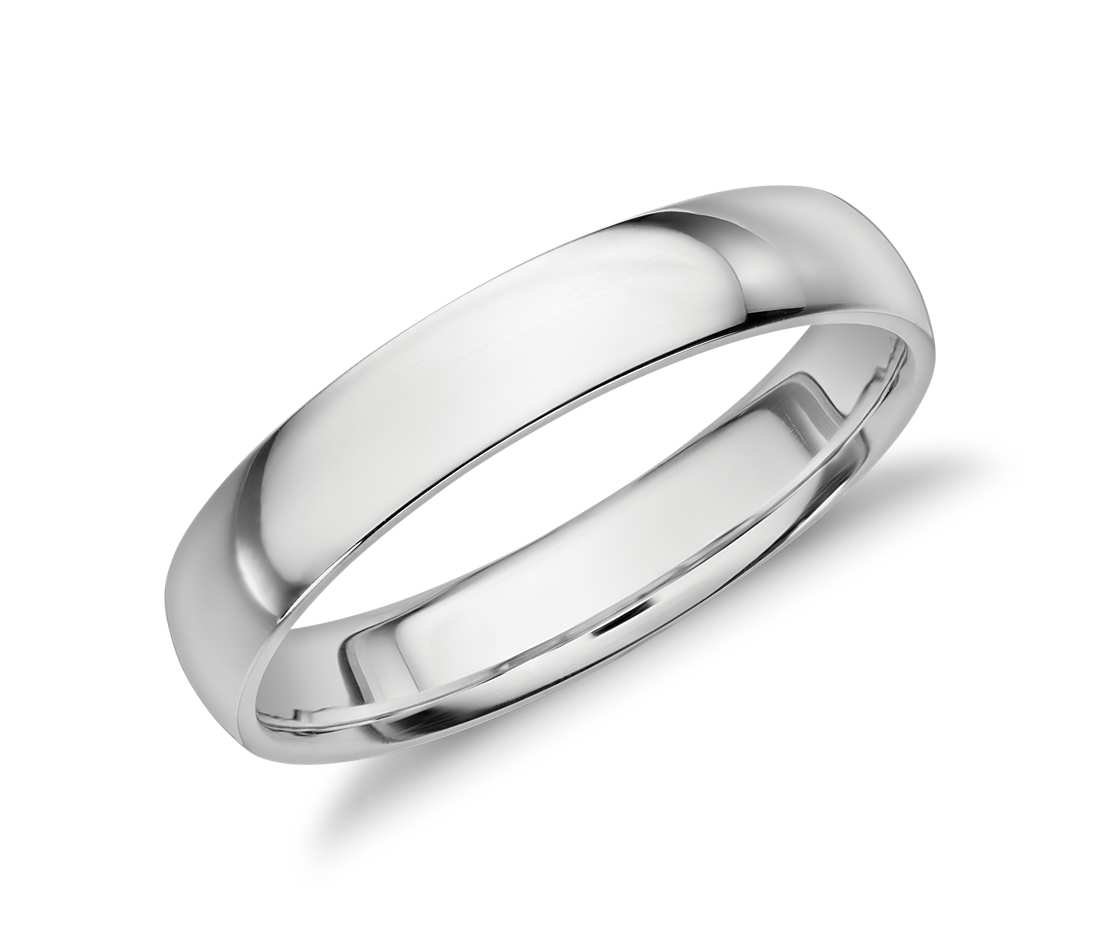 4mm Sterling Silver High Polish Plain Dome Tarnish Resistant Comfort Fit Wedding Band Ring Sizes 6-12 (10)