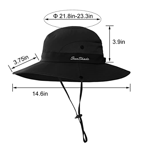 3 Pieces Womens Ponytail Wide Brim Sun Hat Packable UV Protection Beach Cap for Fishing & Hiking(Black&Gray&Pure Beige)