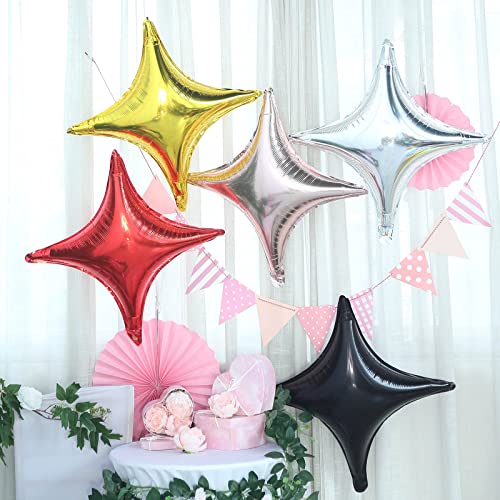 TABLECLOTHSFACTORY 3 Pack 23" Rose Gold Aluminum Foil Star Shape Balloon Wholesale 4 Point Quadrangle Mylar Balloons