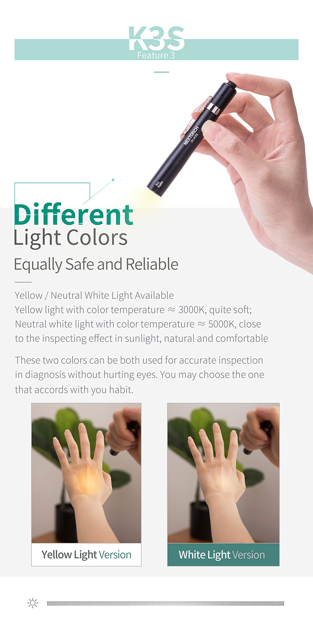 Medical LED Pen Light with Pupil Gauge for Doctor Stethoscope Healthcare Nursing School Students Light with AAA Battery (Yellow)