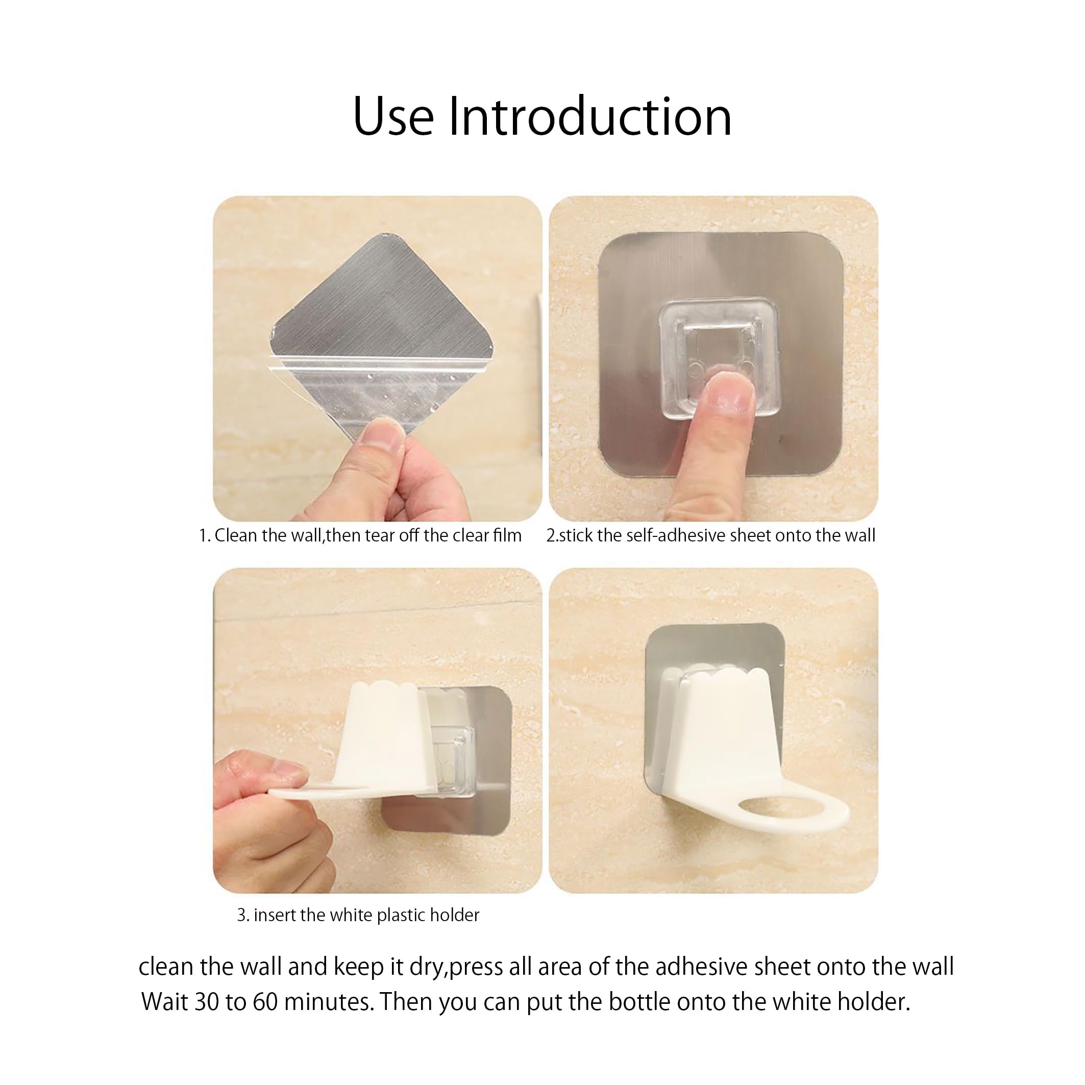 Ahijklmn Adhesive Bottle Holder,Self Adhesive Shower Gel Bottle Rack Plastic Sticky Shampoo Bottle Hook Holders Bracket Wall Mounted Hanging Shelf for Bathroom Dispensers