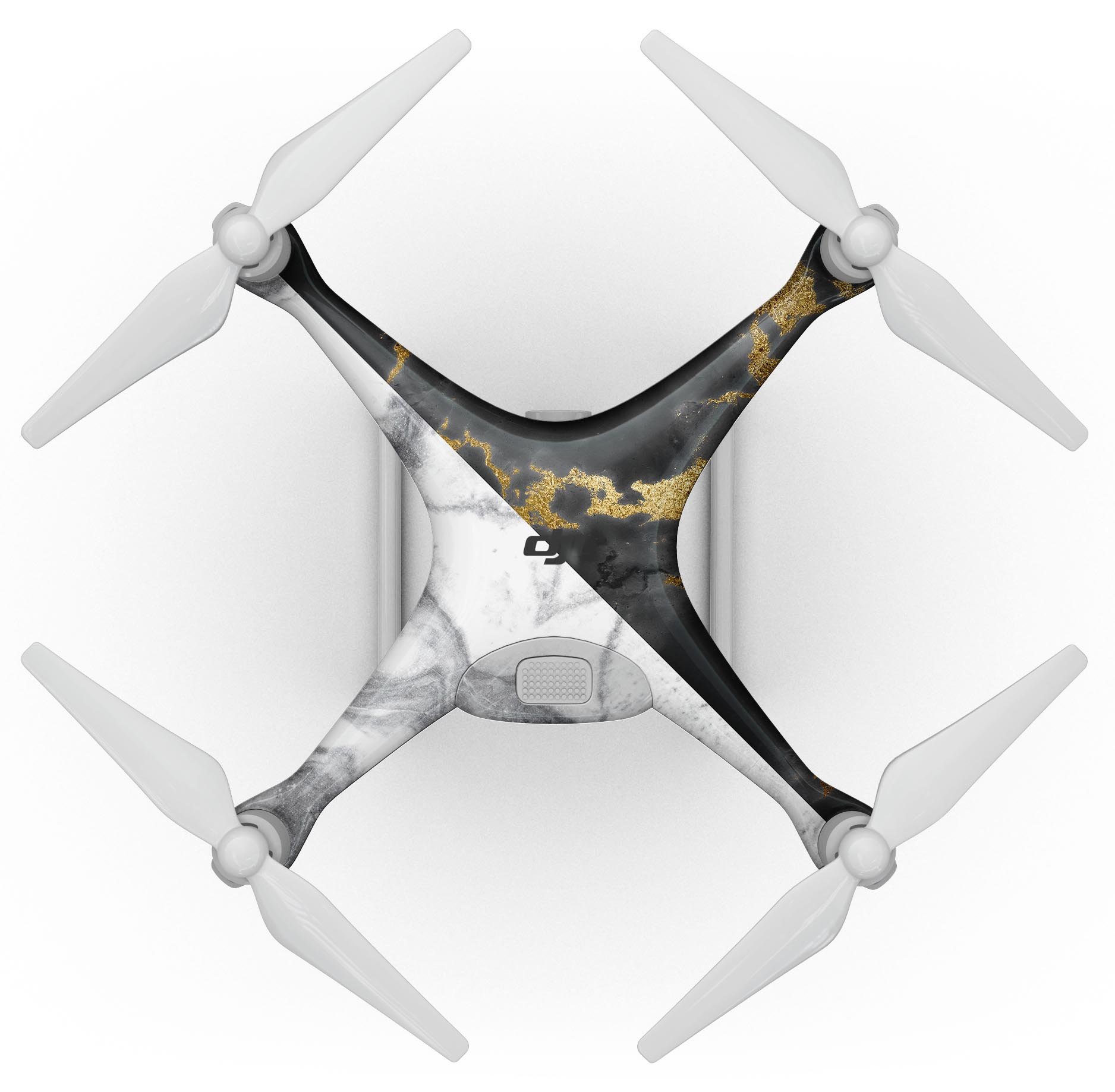 Design Skinz Design Skinz White-Black Marble & Digital Gold Foil V1 Full-Body Wrap Decal Skin-Kit Compatible with The Drone DJI Inspire 1