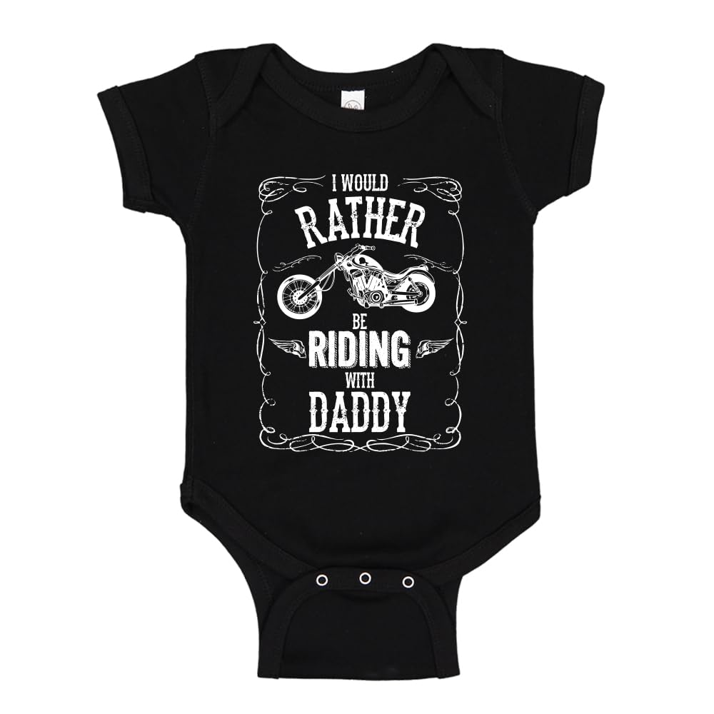 The Shirt Den I'd Rather Be Riding with Daddy Baby One Piece 6 mo Black