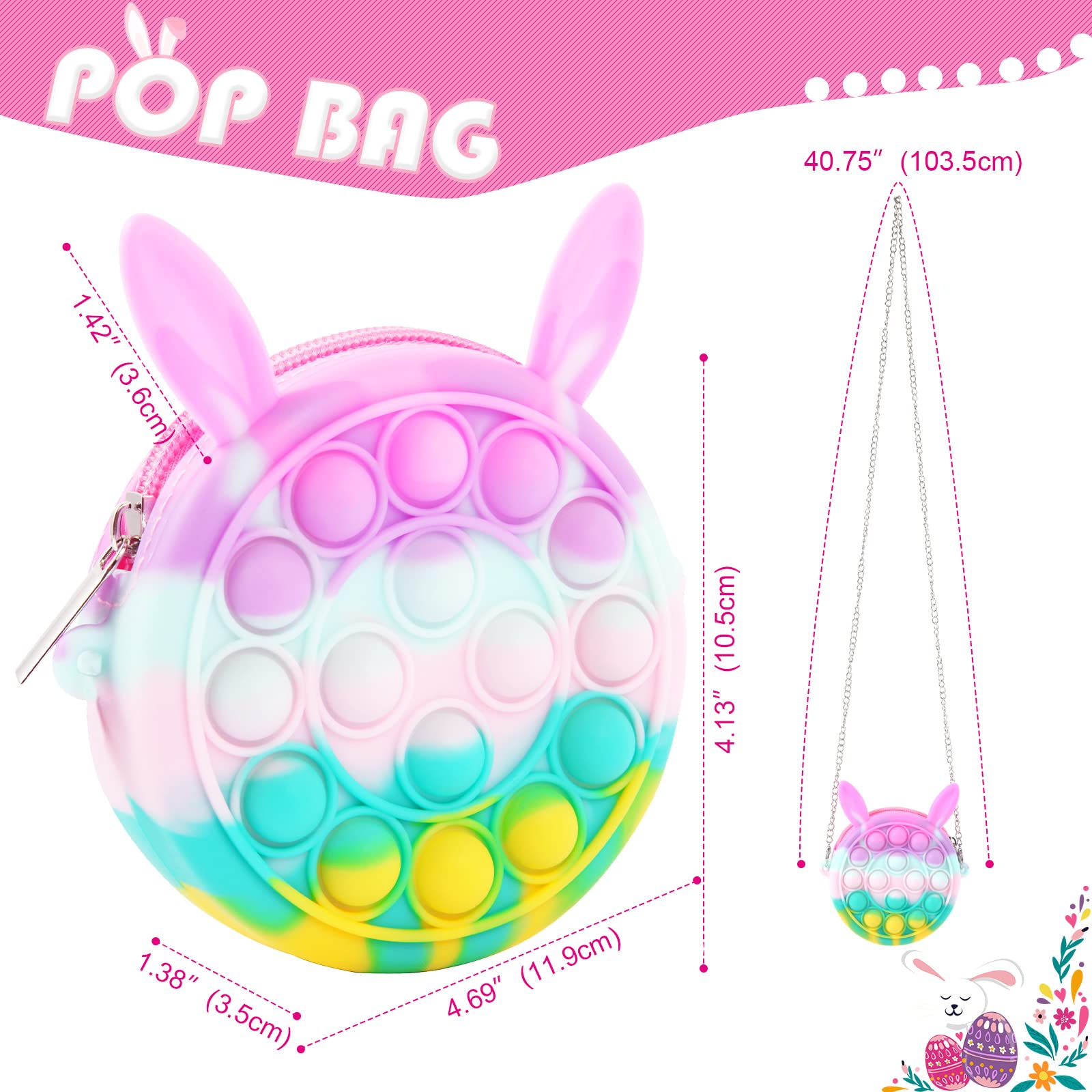 Pop It Purse Pop It Bag Kids Gifts Pop Purse Fidgets Toys Pop It Purse for Girls Pop Fidget Purse Mini Rabbit Shoulder Bag (Macaron)