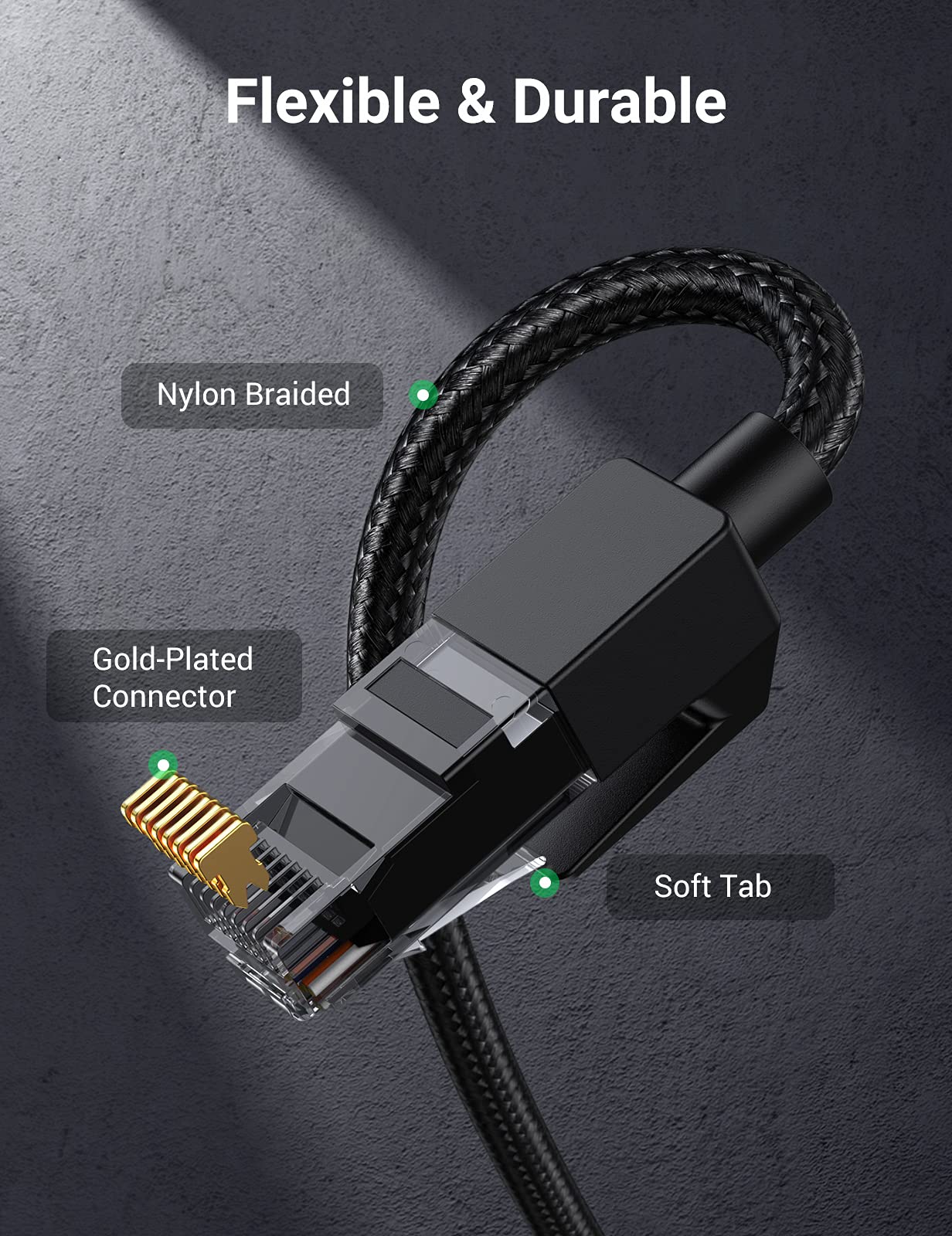 UGREEN Cat 6 Ethernet Cable Braided Cat6 Gigabit High Speed 1000Mbps Internet Cable RJ45 Shielded Network LAN Cord Compatible for PC PS5 PS4 PS3 Xbox Smart TV Router 6FT