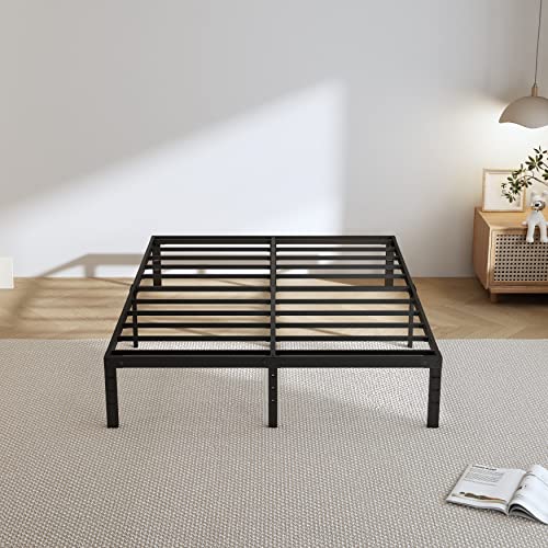 Hafenpo 14 Inch Queen Bed Frame - Durable Platform Bed Frame Non-Slip Metal Bed Frame No Box Spring Needed Heavy Duty Queen Size Bed Frame Easy Assembly Strong Bearing Capacity