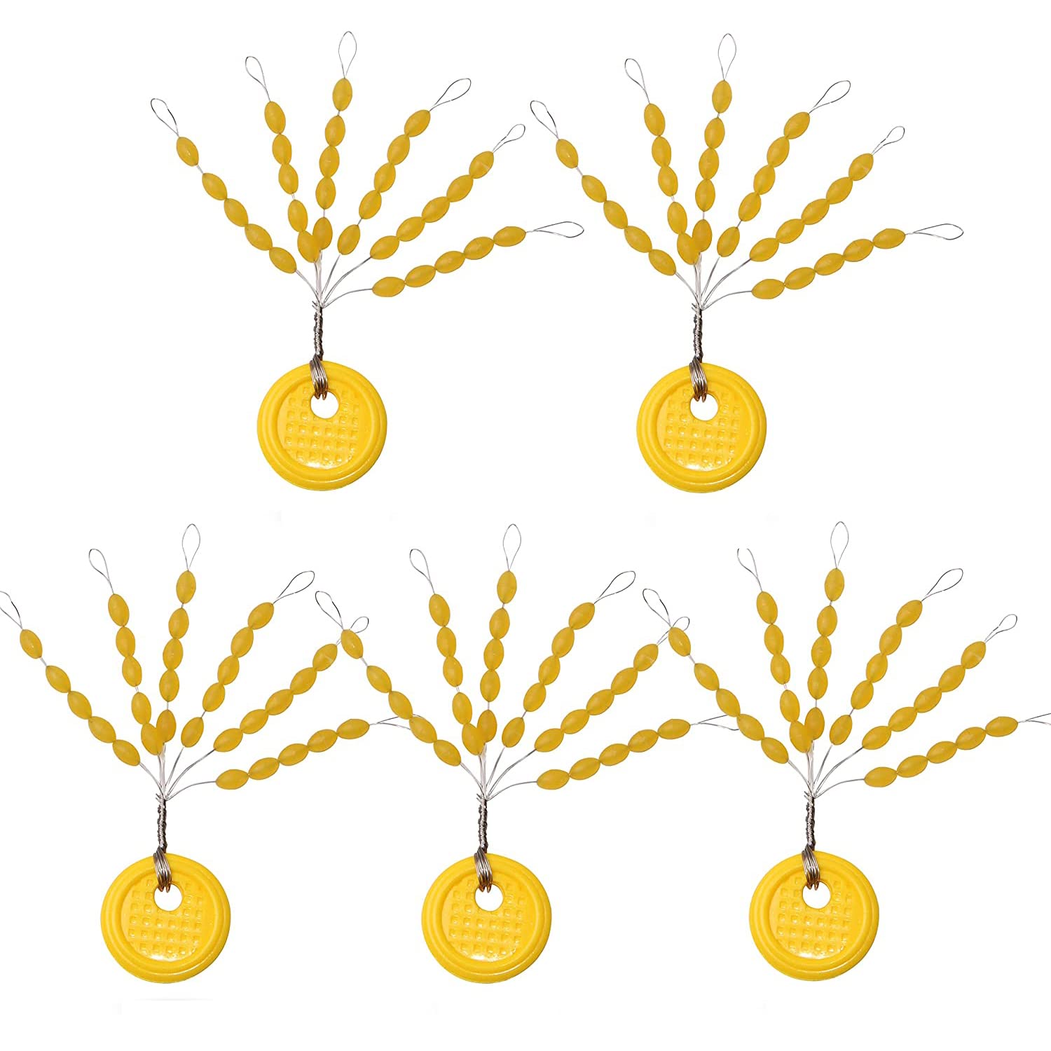 300pcs Fishing Float Bobber Stopper, 10 Set 30-in-1 Rubber Bobber Stopper Beads Oval Yellow Fishing Line Stoppers Float Sinker Stops (300pcs Size LL)