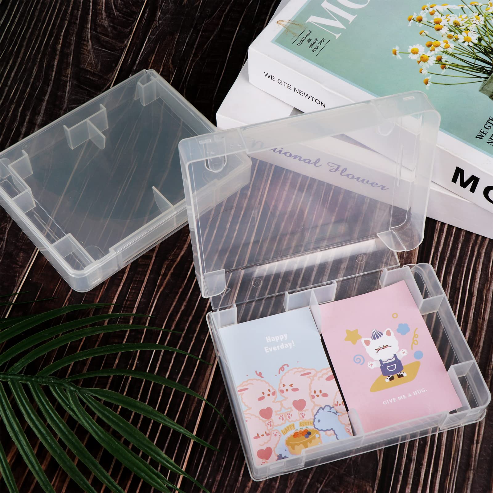 Xgood 4 PCS Plastic Playing Cards Boxes, Snaps Closed Empty Plastic Storage Box, 2 Decks Playing Card Case, Rectangle Playing Card Storage Clear Card Case for Business Trading Card Bridge Size Cards