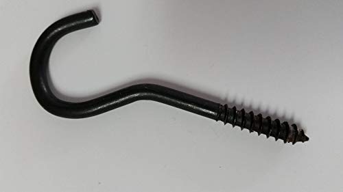 TD Designs Wrought Iron Black 4" Hooks Heavy Duty for Ceiling Wall Plant Screw in (3 Pack) Utility Hook