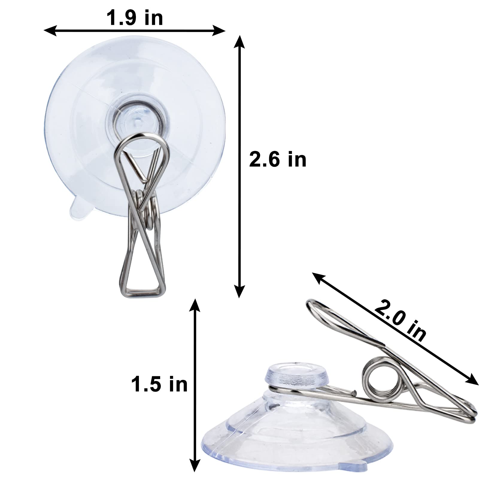 AccEncyc 24Pcs Suction Cup Clips for Windows 2" Suction Clips Clear Suction Cup Clamp Holder Suction Cup with Spring Clamps Sucker clamp Clip Window Swivel Clip with Suction Cup