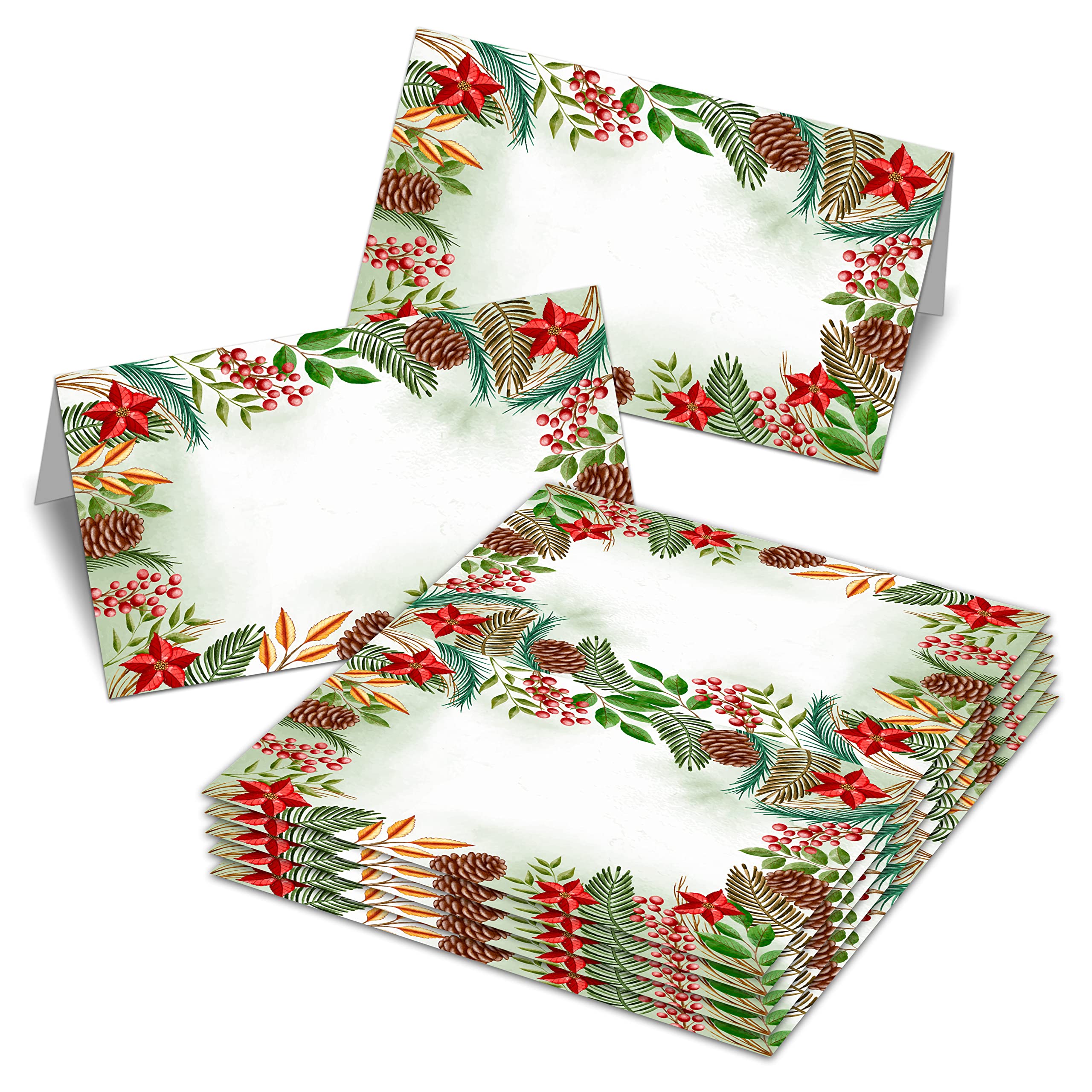 Christmas Table Place Cards - Holiday Party Food Tent Cards - Editable Table Name Card for All Occasions - Christmas/New Year Themed Baby Shower, Bridal Shower Decorations(04)
