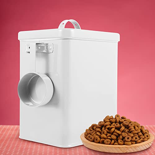 Angoily Metal Rice Storage Container Rice Canister with Lid Cereal Containers Dispenser Sealed Food Storage Container for Cereal Beans Pet Food White