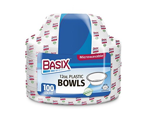 Basix 12 Ounce Disposable Bowls Microwave Safe 100 Count White