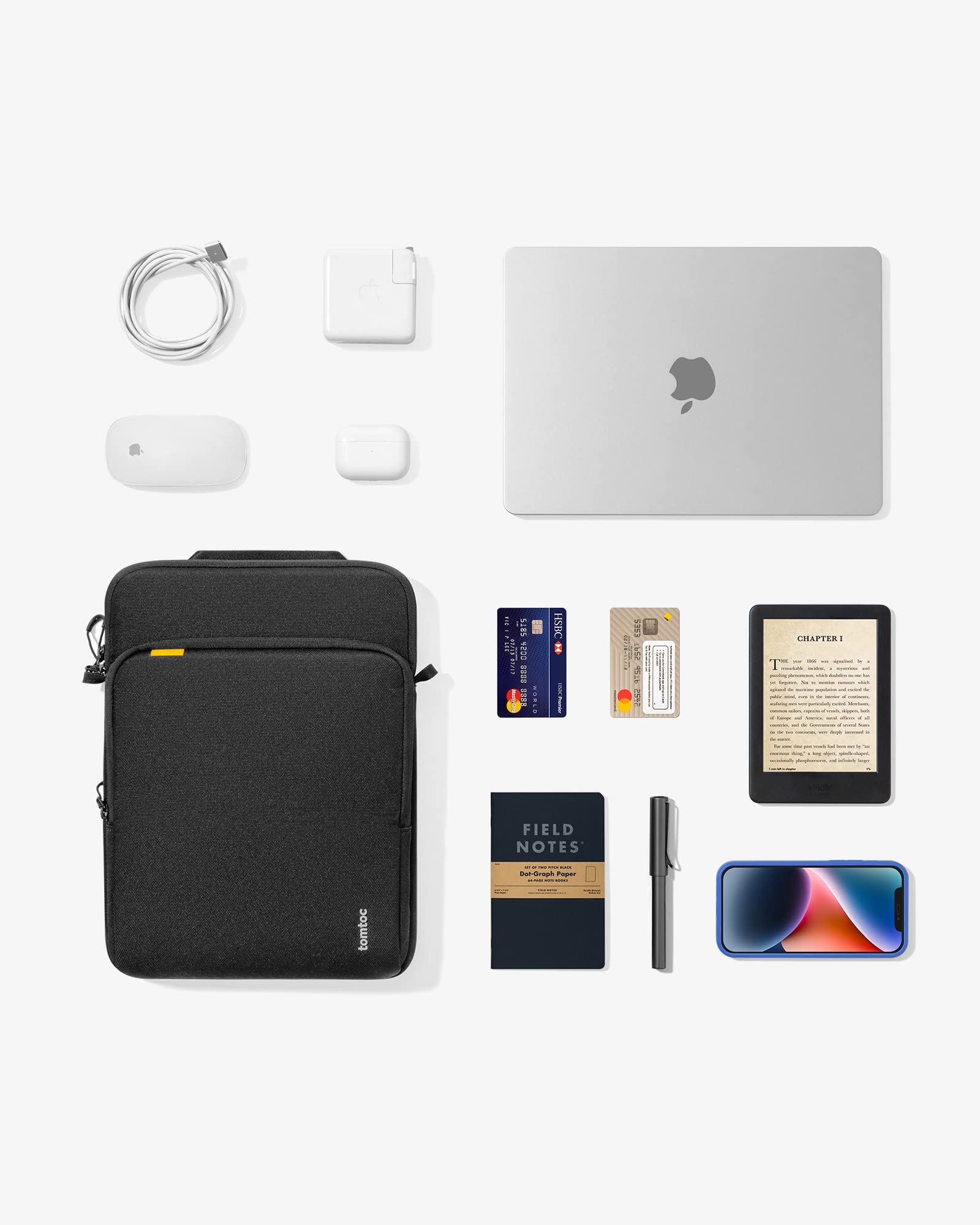 tomtoc 360 Protective Laptop Sleeve Designed for 16-inch New MacBook Pro M4/M3/M2/M1 Pro/Max 2024-2019, Water-Resistant Well-Organized Accessory Sleeve Case with Handle