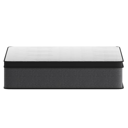 Flash Furniture Capri Comfortable Sleep 13 Inch Euro Pillow Top Hybrid Pocket Spring Mattress - Full - CertiPUR-US Certified Foam - Mattress in a Box, White