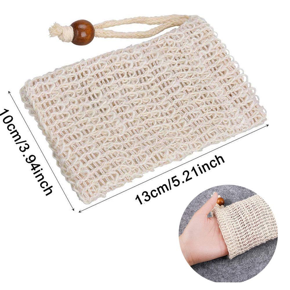 PHOGARY Sisal Soap Saver Bag (5-Pack) Ideal for Exfoliating & Save Soaps, Natural Fiber Soap Bags for Foaming and Drying The Soap, Organic Soap Bag With Pouch Holder for Shower Bath