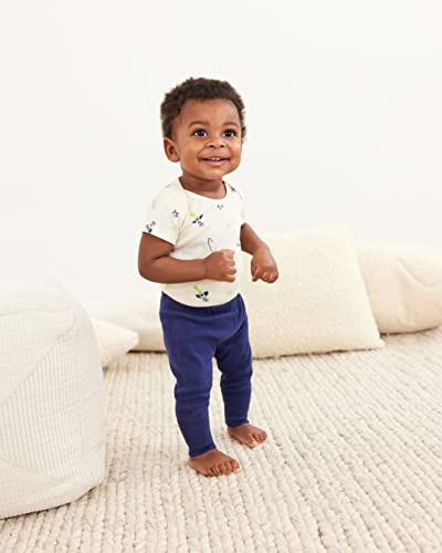 Moon and Back by Hanna Andersson Unisex Babies' Organic Cotton Short-Sleeve Bodysuit, Pack of 3, Blue, 6-12 Months