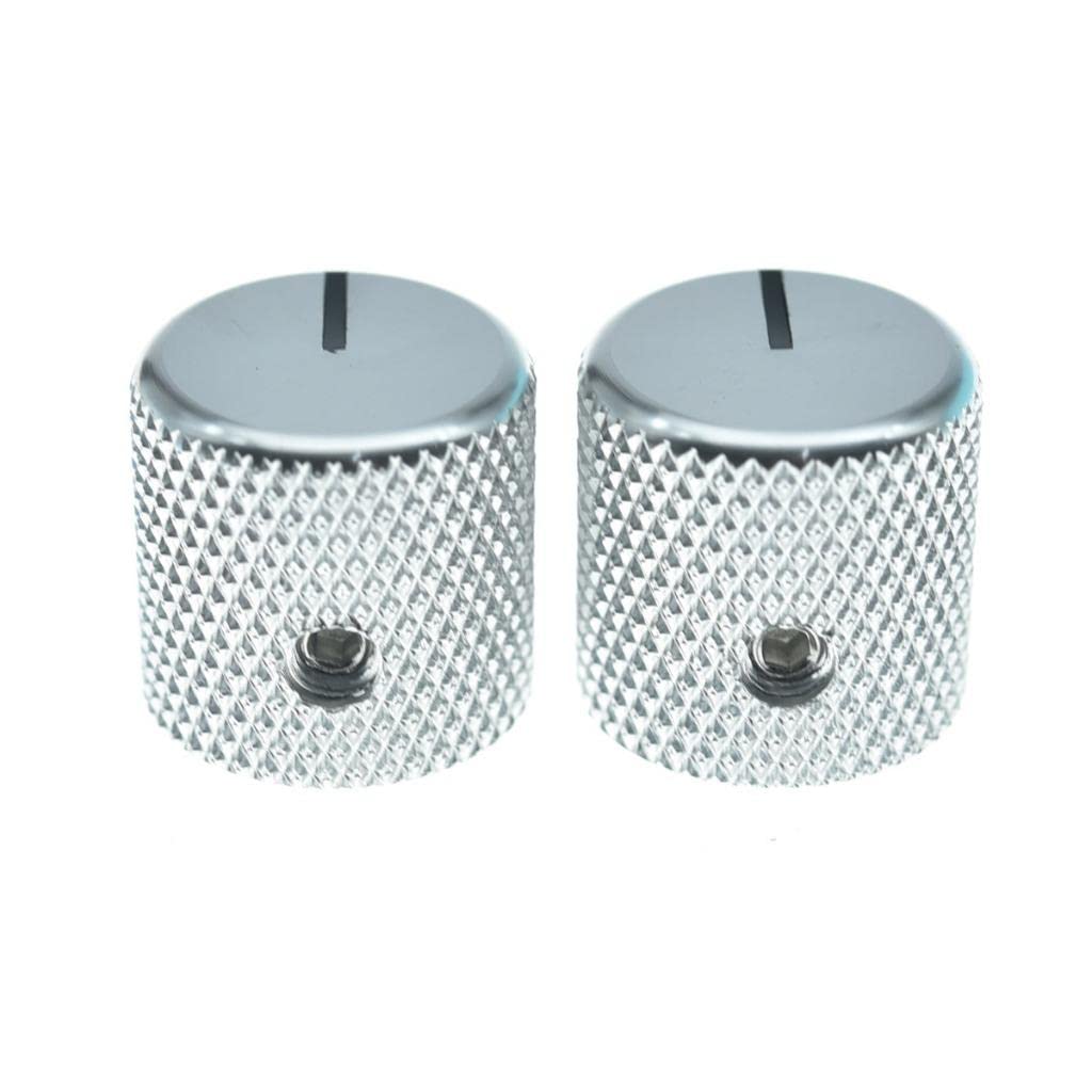 4pcs Aluminium Guitar/Bass Knobs Volume/Tone Control Knob 1/4" Metal Universal Potentiometer Pot Knobs with Set Screw and Indicator for Tele/Telecaster/P Bass Silver