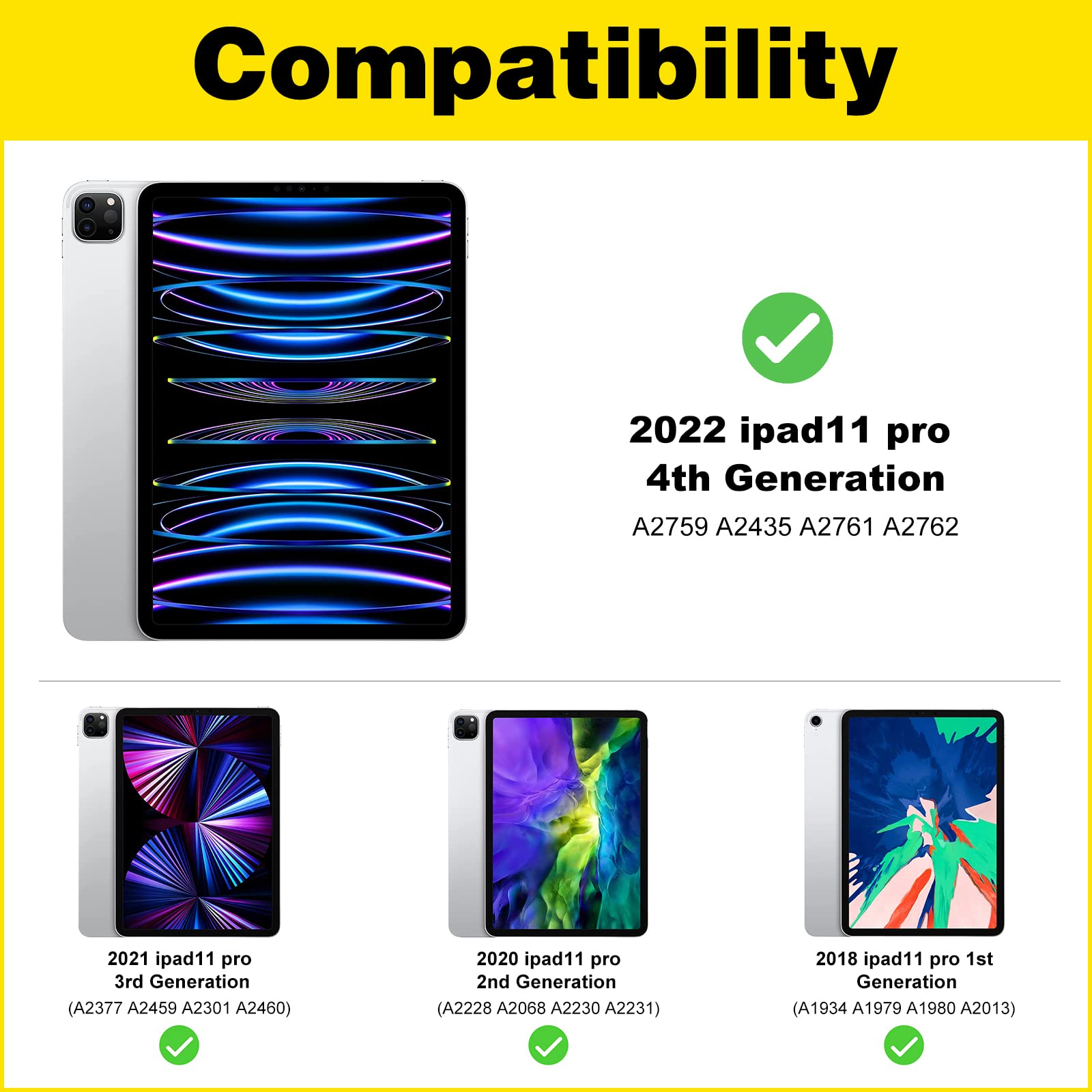 ProCase for iPad Pro 11 Inch 4 3 2 1 Gen 2022 2021 2020 2018 Screen Protector, Tempered Glass Protective Film Guard for iPad Pro 11" 4th 3rd 2nd 1st