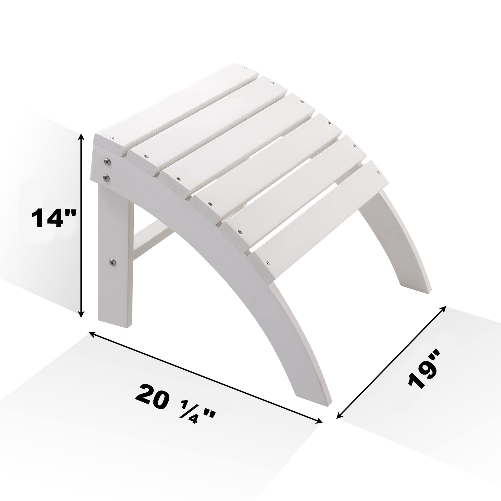 Psilvam Adirondack Ottoman, Adirondack Footstool for Adirondack Chair Weather Resistant Foot Rest for Outdoor Porch, Yard, Garden(White)