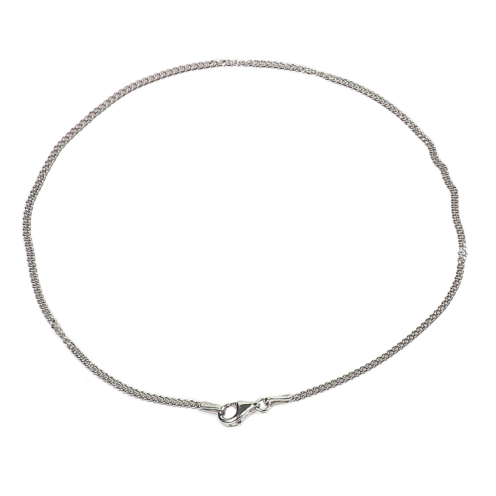 925 Sterling Silver 1.05 mm Diamond-Cut Curb Chain Necklace With Pear Shape Clasp-RHODIUM FINISH