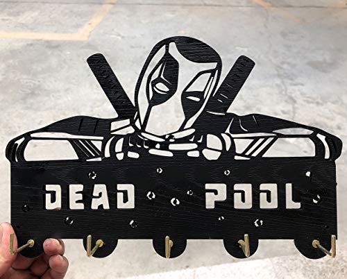 YSdesign Deadpool Key Hooks-Marvel Super Hero Wall Hooks Heavy Duty 20LB(Max),Wade Winston Wilson Wall Décor,Wood Coat Hooks, Key Holder,Key Hanger for Wall、Entryway and Kitchen