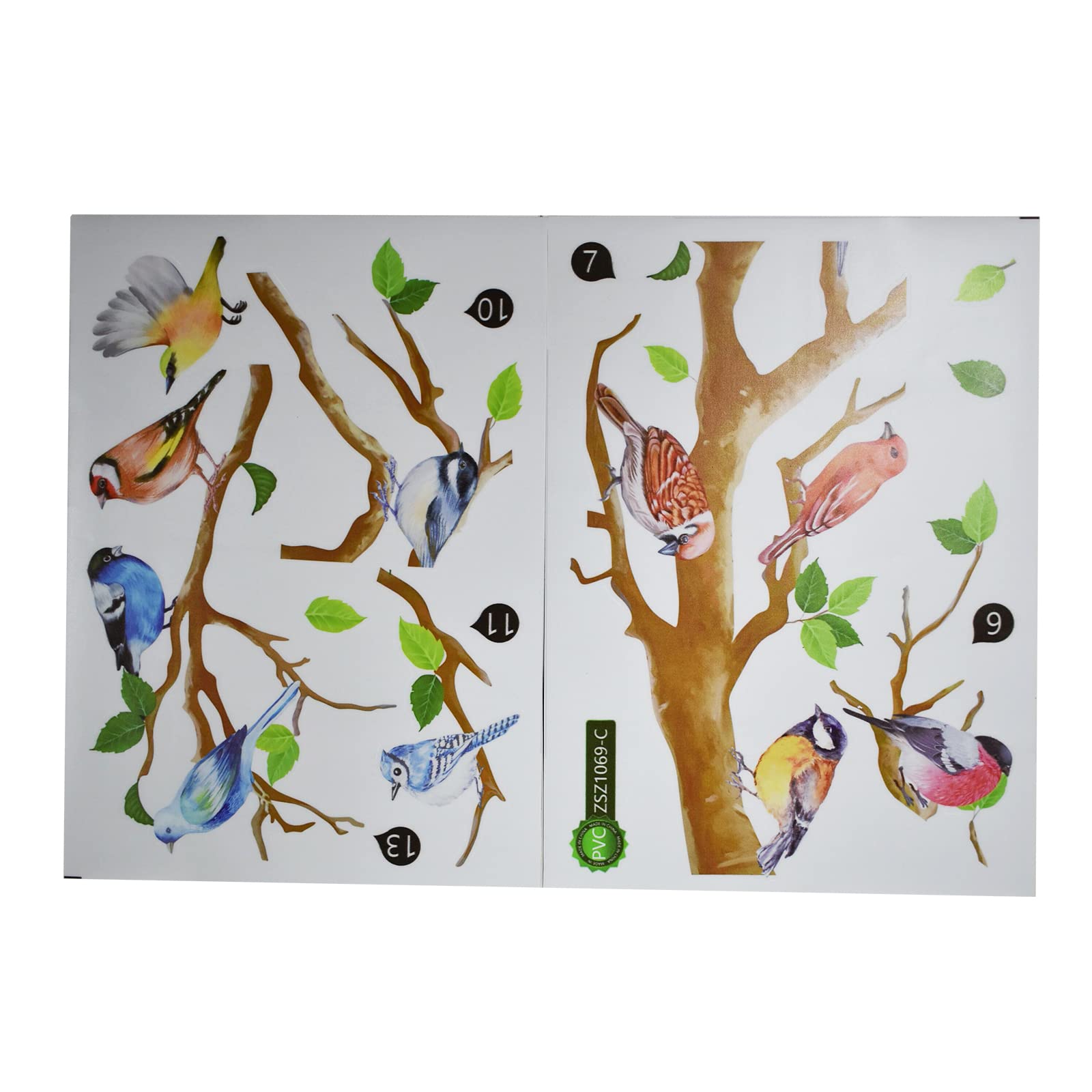 Maydahui Little Birds on Tree Branches Wall Decal Vinyl Wall Sticker (34 x 34 Inch) Removable Peel and Stick Art Murals Decor for Bedroom Offices Classroom Living Room Background