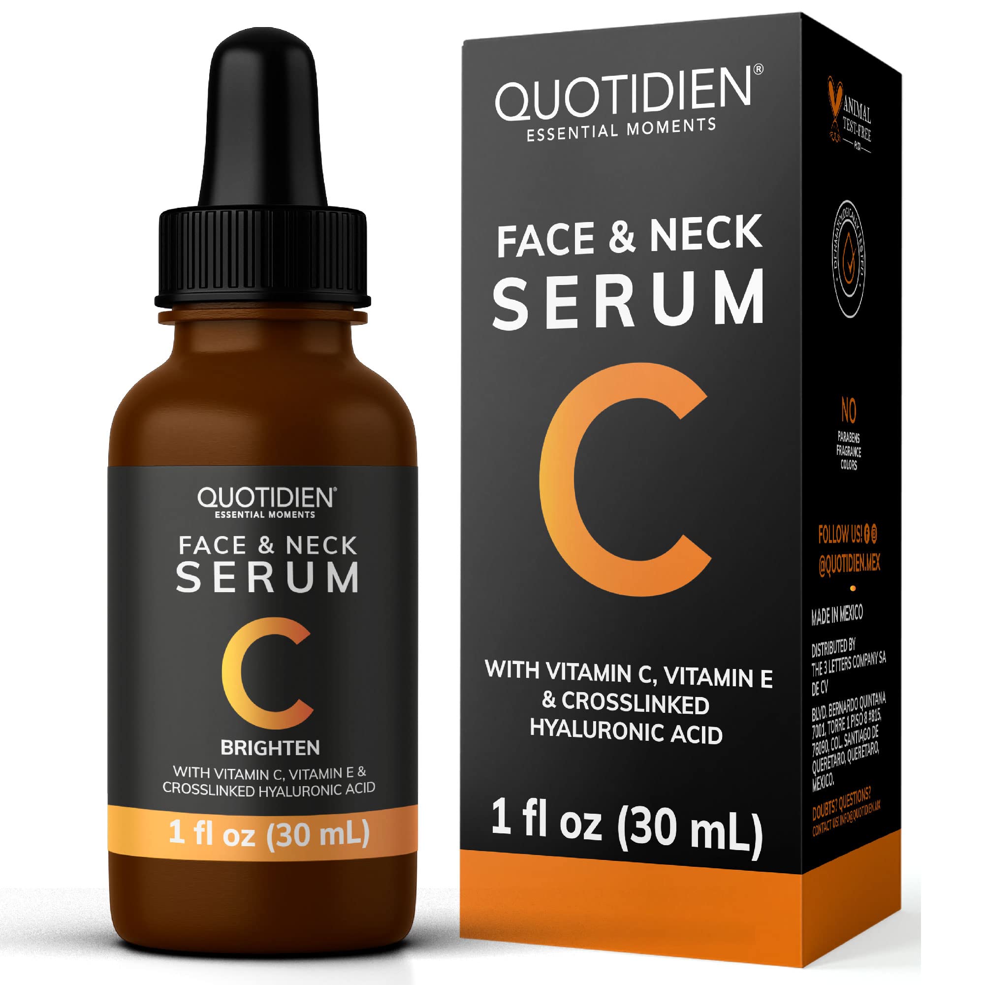 Vitamin C Serum for Face + Hyaluronic Acid + Vitamin E | Brightening | 95% Natural Ingredients | Ultra-Light, Non-greasy & Super Loved | Serum Vitamina C para la cara