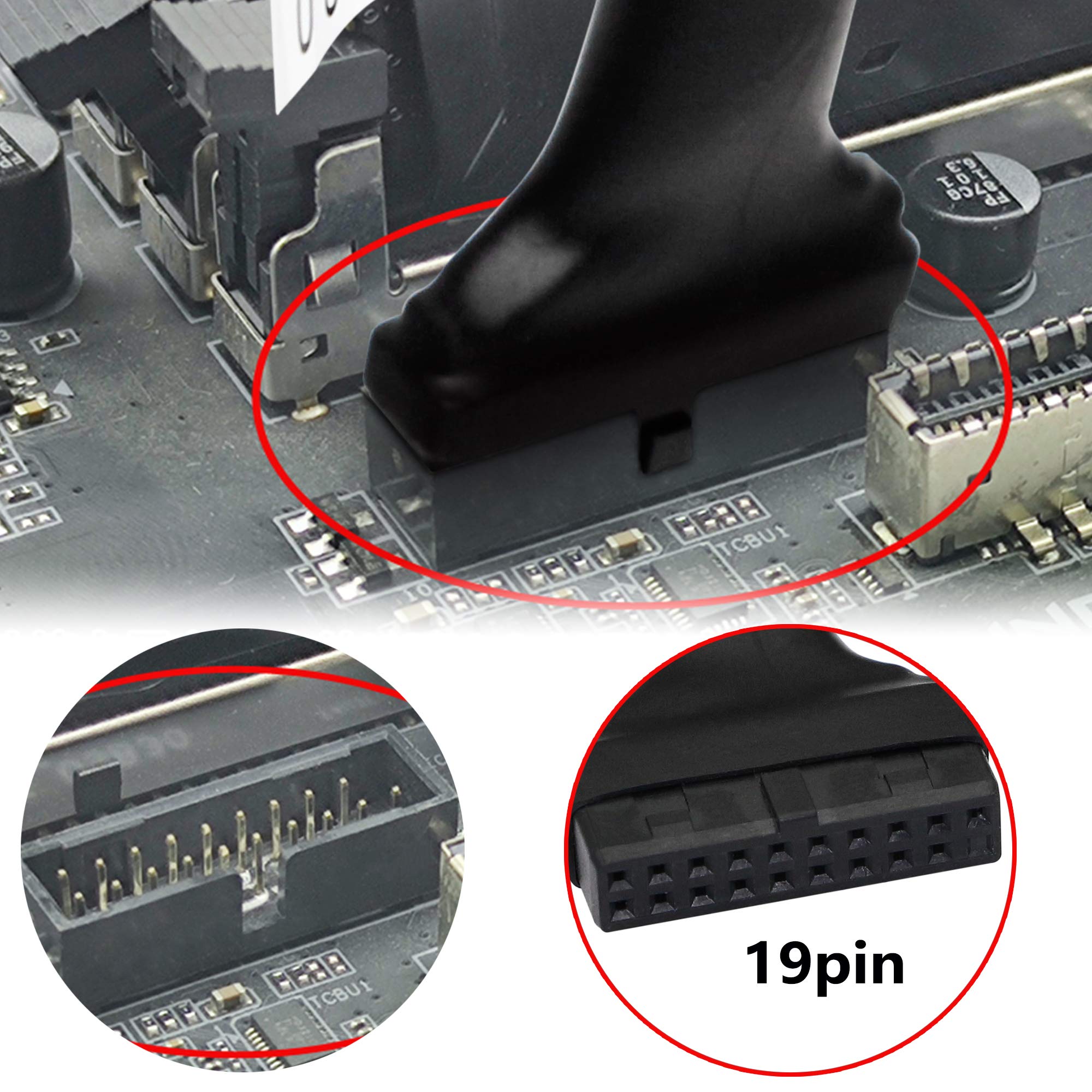 SinLoon USB 3.0 Header to USB 2.0, USB 3.0 19 Pin Female to USB 2.0 9 Pin Connectors Motherboard Cable for Data Transmission 2-Pack (19Pin Female)
