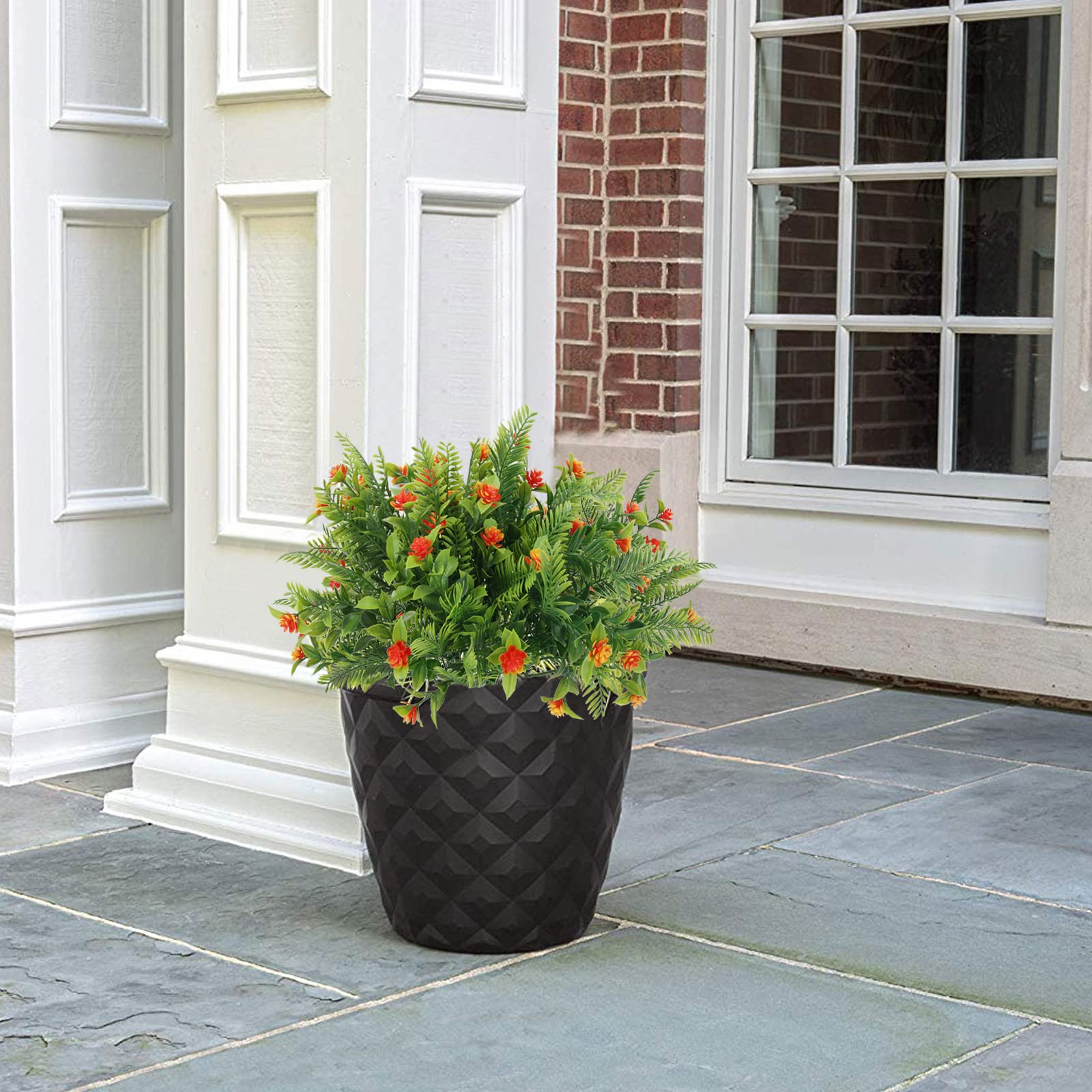 HO2NLE 12 Bundles Outdoors Artificial Flowers UV Resistant Shrubs Artificial Plants for Hanging Planter Window Box Front Porch Garden Home Farmhouse Garden Decoration