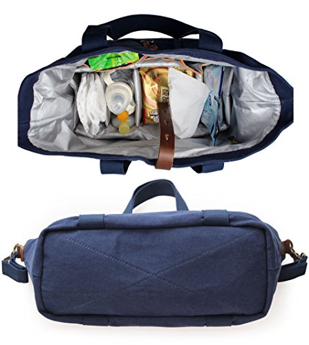 Diaper Tote Bag Mom Shoulder Bag Baby Canvas Nappy Bag For Boys And Girls M02 (blue)