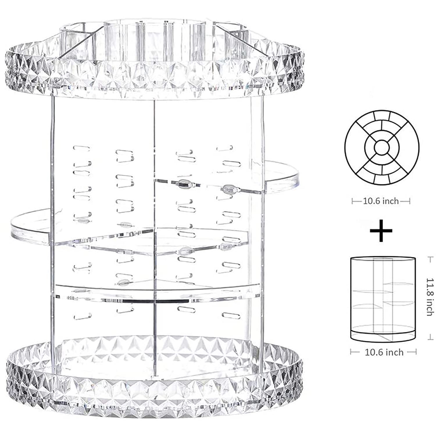 360 Degree Rotating Makeup Organizer, 7 Layers Adjustable Makeup Storage Organizer Box for Lipstick and Brushes, Large Capacity Acrylic Cosmetic Display Cases for Dresser and Bathroom1