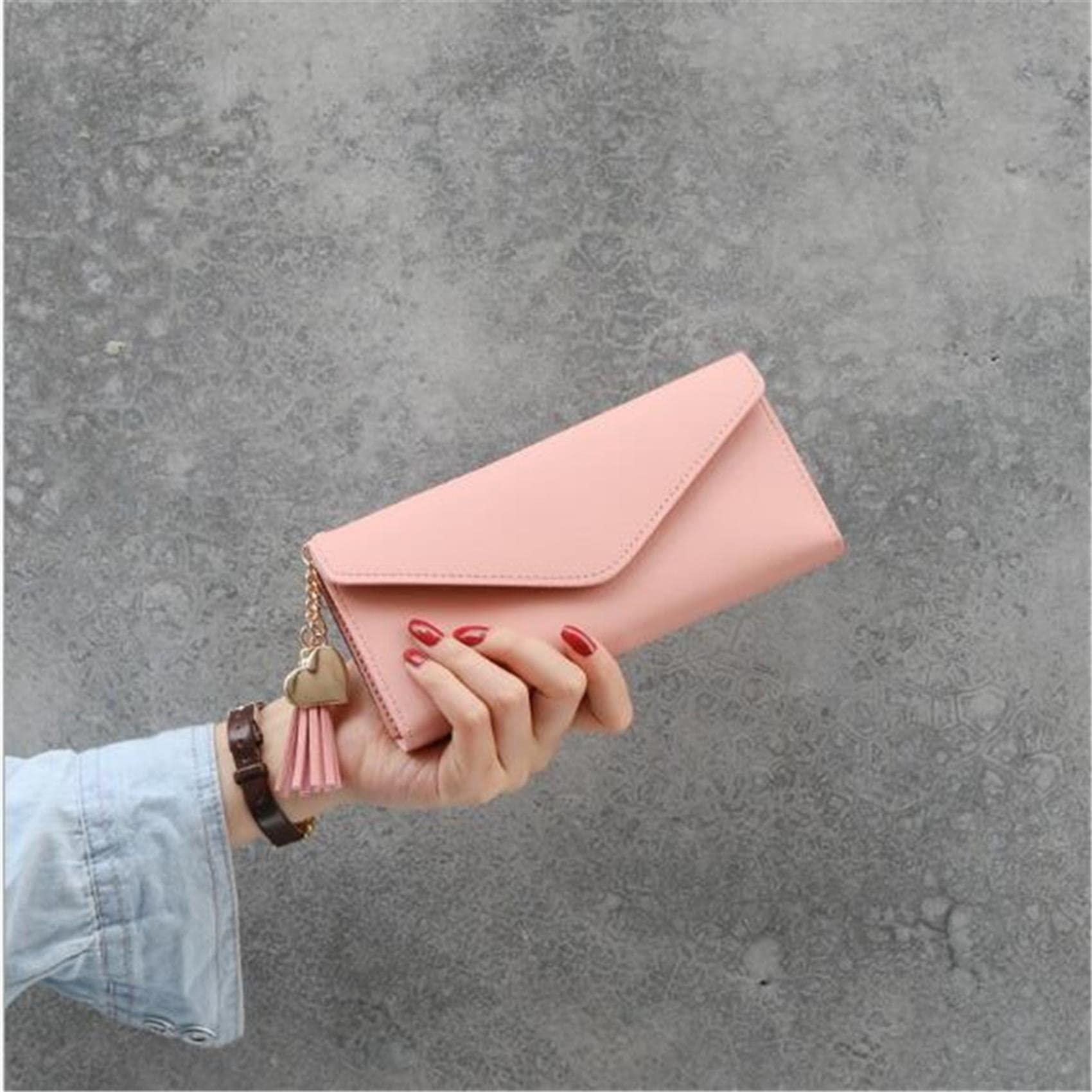 Kshcf Leather Wallet for Women Card Holder Long Wallet Coin Purse Multi Card Organizer Clutch Large Capacity,Light Pink, As description.