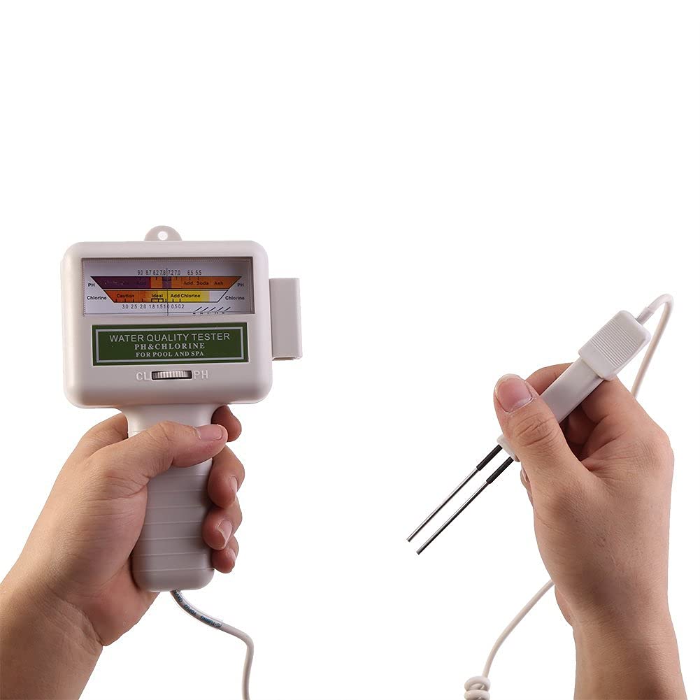 Water Quality Tester, Portable Digital Water PH Tester Level Meter Water Quality Analysis Checker for Drinking Water Swimming Pool Spa Water (1.2 to1.7 ppm, PH 7.2 to 7.8)