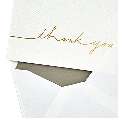 Hallmark Signature Gold Thank You Cards, Gold Script (10 Cards with Envelopes)