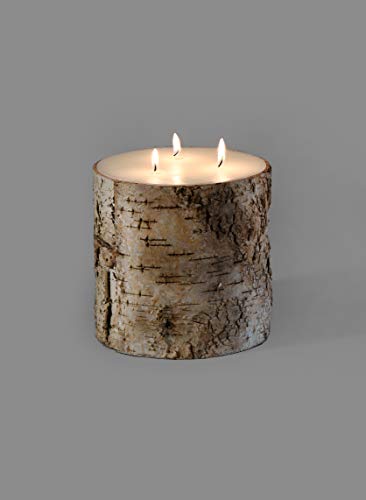 Serene Spaces Living Birch Bark Candle β Pillar Style Candle Brings Nature Indoors, Ideal for Weddings, Parties, Events, Restaurants, Home Decor, 6" in Diameter & 6" Tall