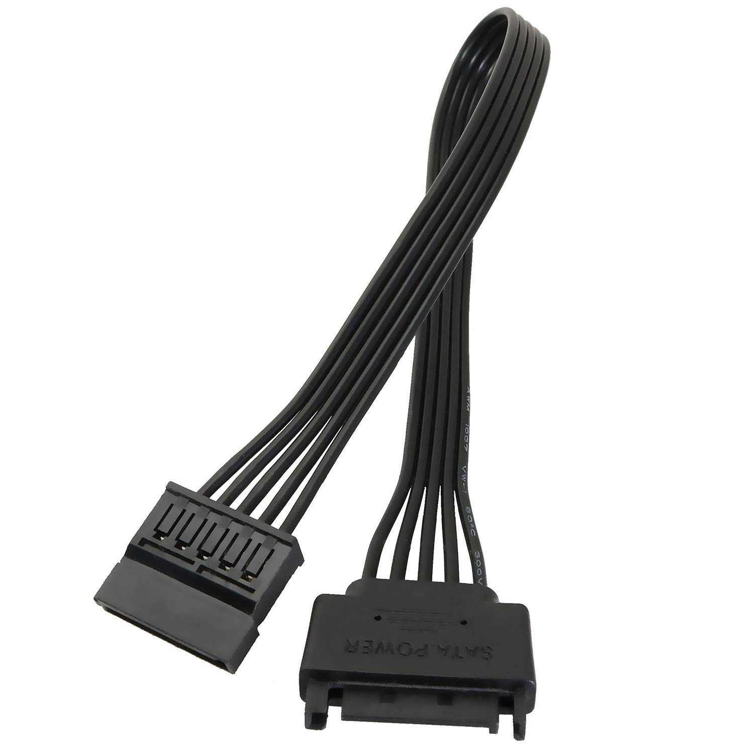 Longdex SATA Power Extension Cable 11.8Inch Black 15Pin SATA Male to Female Extender Cable Adapter for HDD Hard Drive