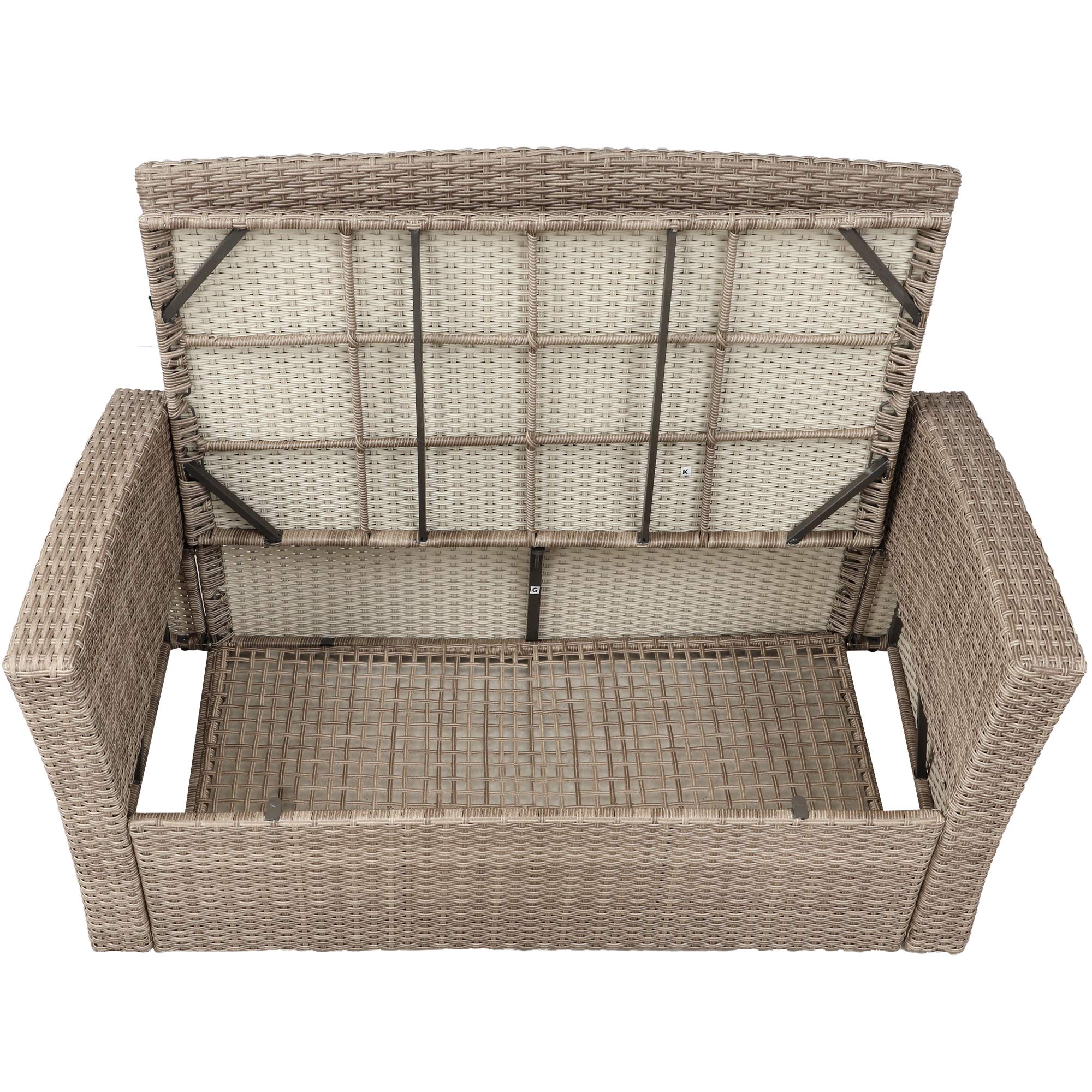 Merax Gray 4 Piece Outdoor Conversation Rattan Wicker Furniture Sectional Sofa Set with Ottoman Cushions