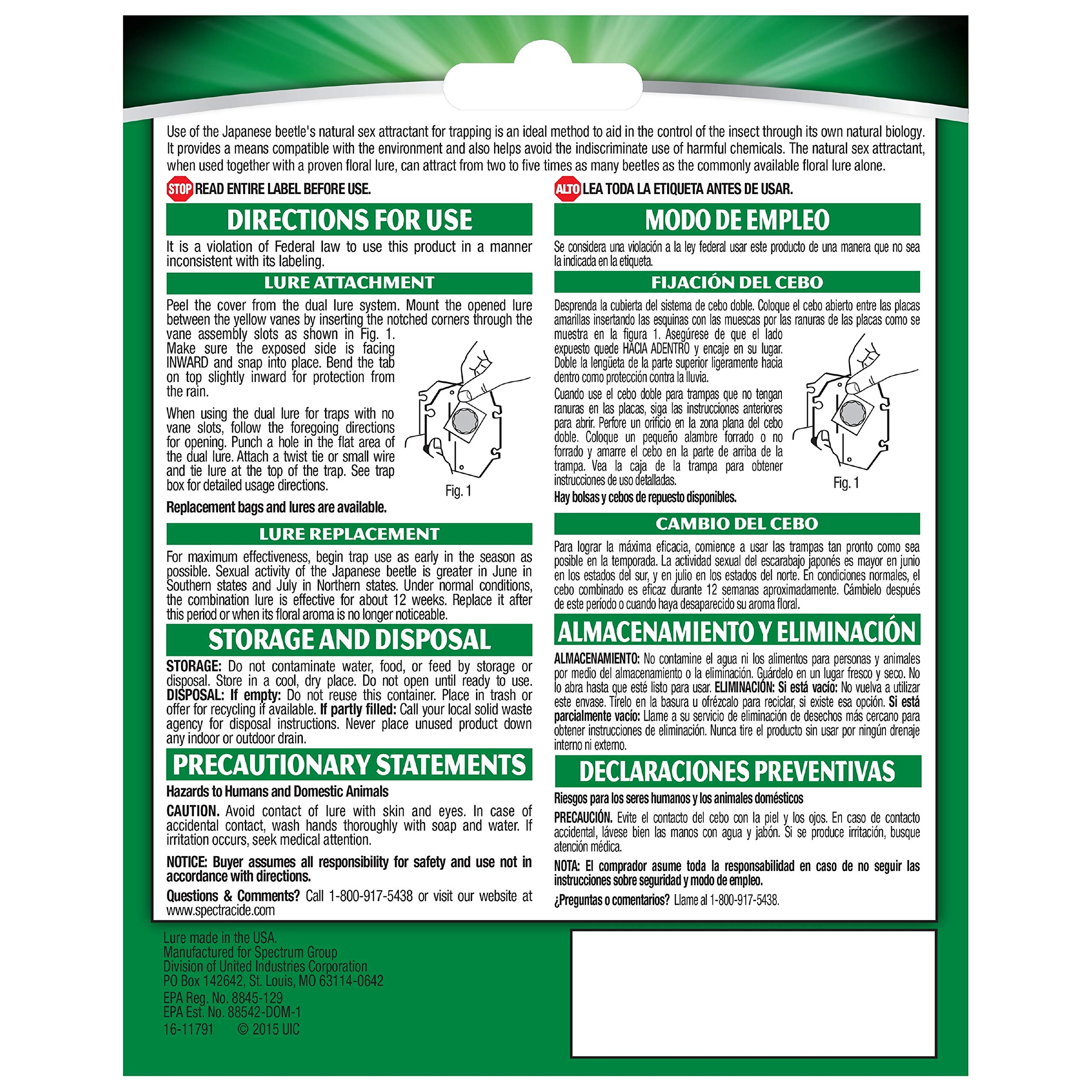 Spectracide Bag-A-Bug Japanese Beetle Trap Replacement Lure 1 Count, Lure Refill & Insect Killer, 6 Bags