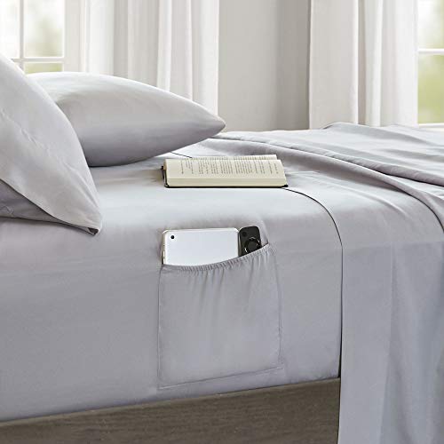 Comfort Spaces Full Comforter Sets with Sheets - Bed in a Bag 9 Pieces Teen Bedding Sets Full, Red and Grey Stripes Bedding Full, College Full Bed Set with 2 Side Pockets Bedroom Organizer