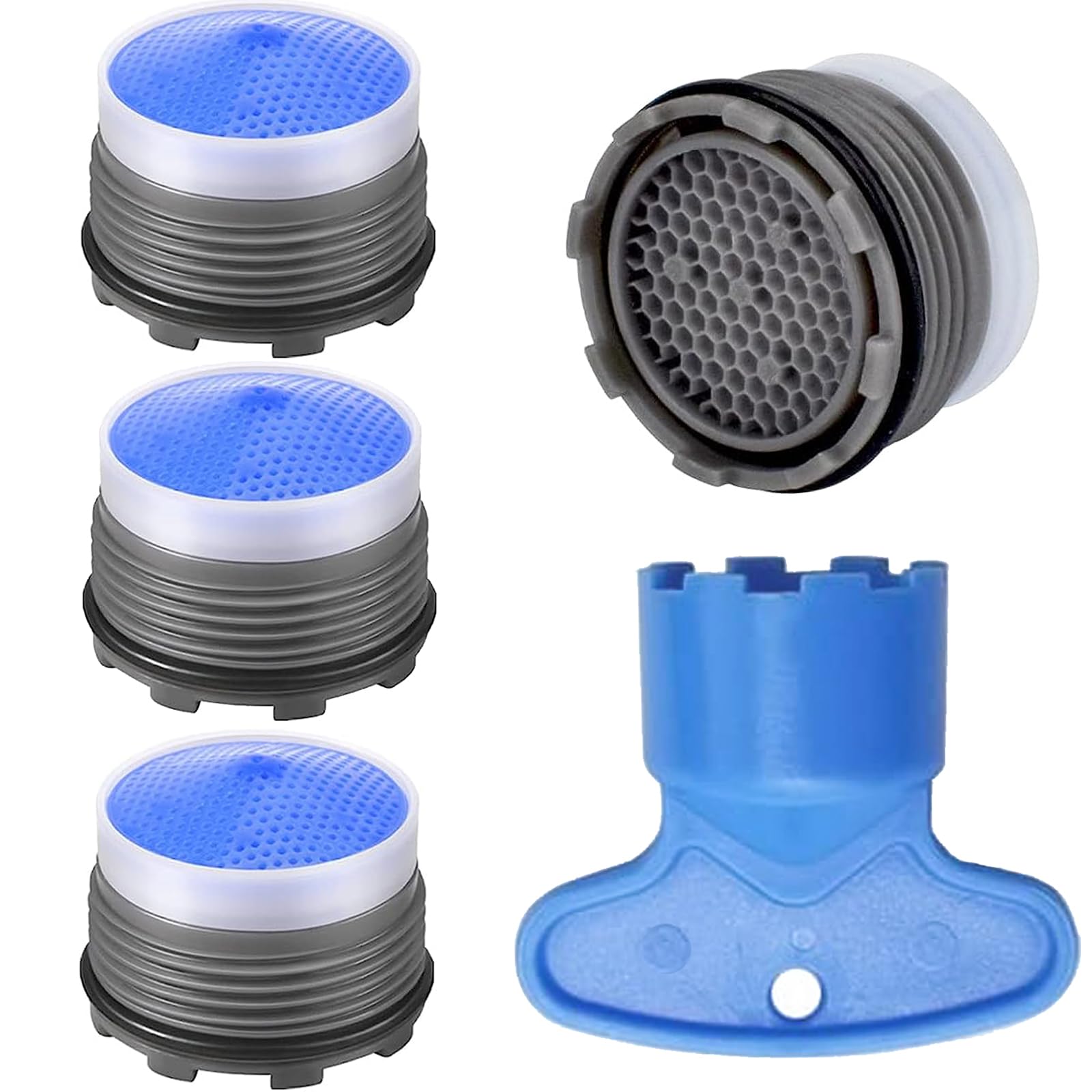 4PCS Faucet Cache Aerator and 1PCS Cache Faucet Aerator Key, 18.5mm Water Saving Flow Restrictor Set Replacement Parts for Kitchen High Speed ​​Aerator Bathroom Sink Aerator (1.5GPM)