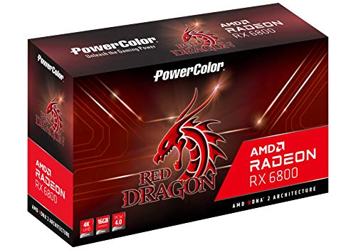 PowerColor Red Dragon AMD Radeon™ RX 6800 Gaming Graphics card with 16GB GDDR6 memory, powered by AMD RDNA™ 2, Raytracing, PCI Express 4.0, HDMI 2.1, AMD Infinity Cache