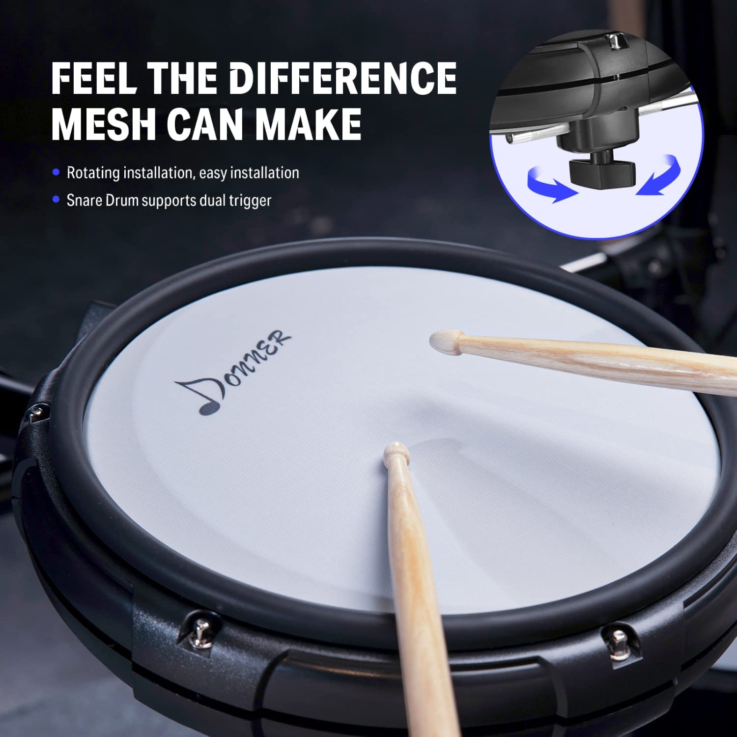 Donner DED-400 Electric Drum Set with Electric Drum AMP 35-Watt Electronic Drum Amplifier DDA-35 Keyboard Speaker with Aux in and Wireless audio connection, Drum/Keyboard/MIC 3 in 1 Amplifier with 3-