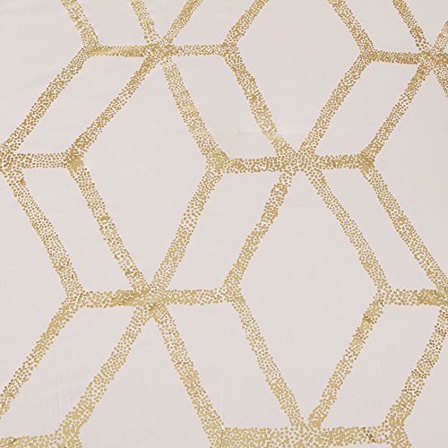 Comfort Spaces Vivian Comforter Set Ultra Soft All Season Lightweight Modern Geometric Glam Metallic Print Bedding, Matching Sham, Decorative Pillow, Full/Queen, Geometric Blush/Gold
