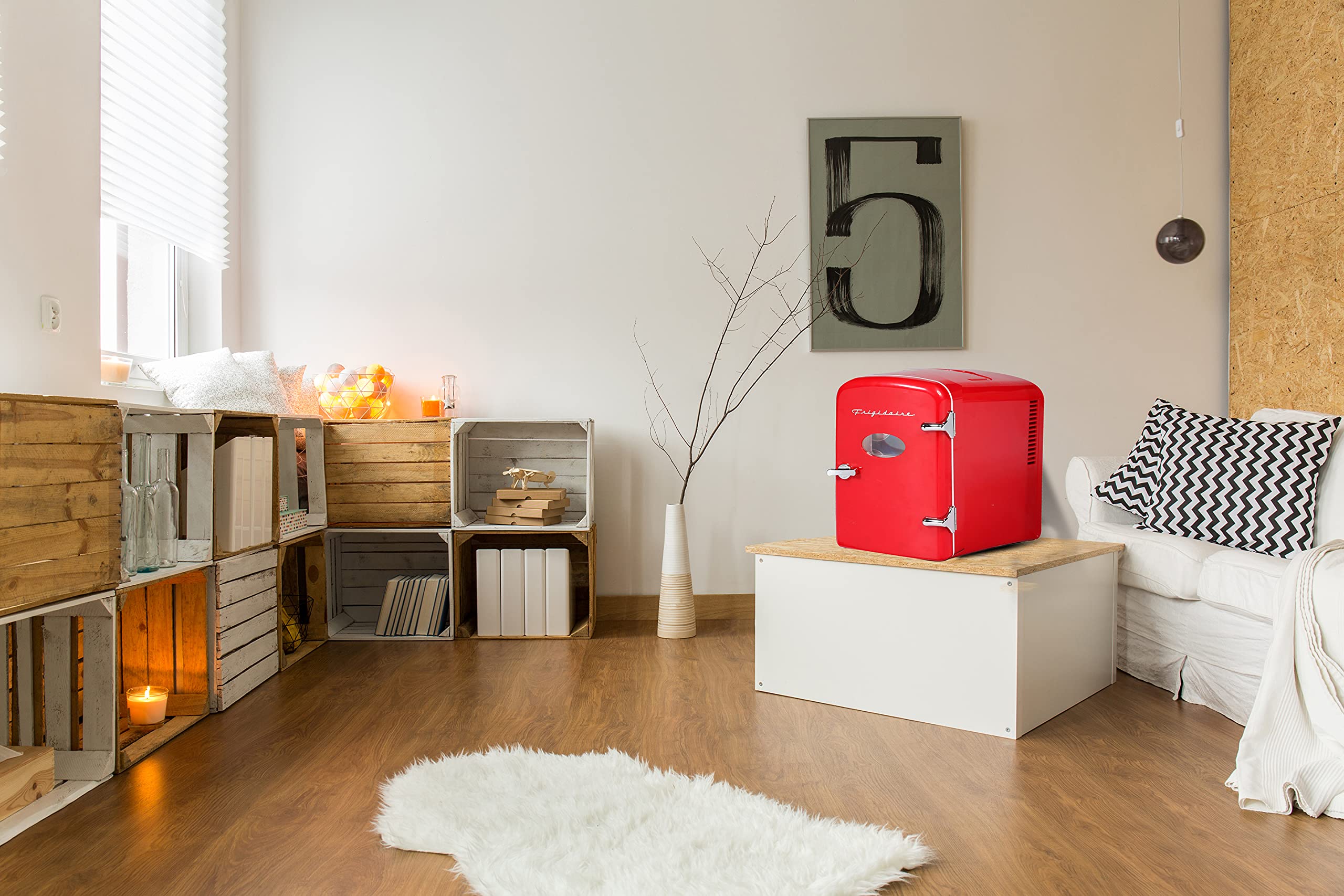 Frigidaire EFMIS175-RED Portable Mini Fridge-Retro Extra Large 9-Can Travel Compact Refrigerator, RED (Renewed)