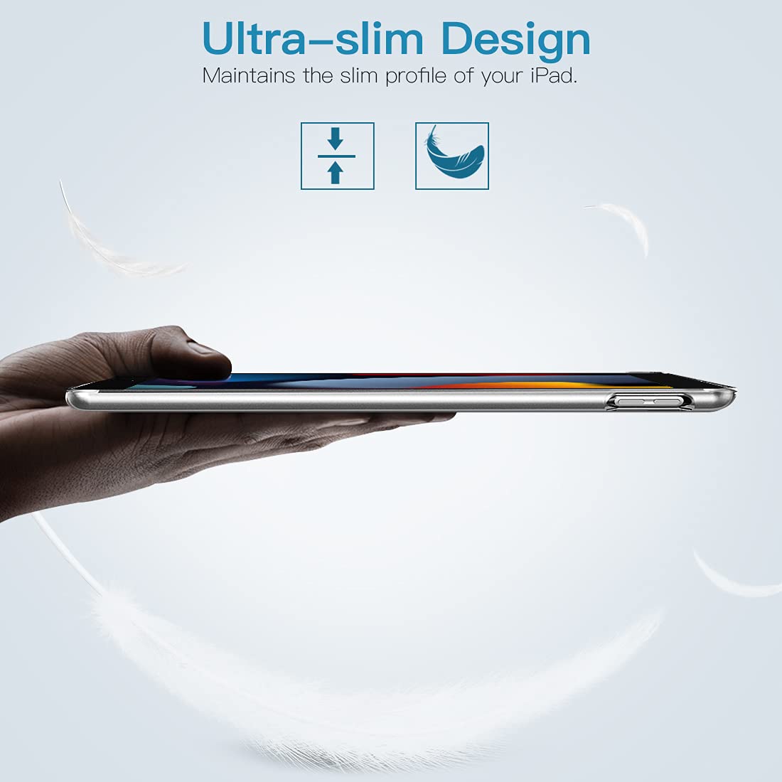 TiMOVO Case for New iPad 9th Generation 2021/8th Gen 2020/7th Gen 2019 (Compatible with Official Smart Cover) - Slim Translucent Frosted Back Shell Hard Case Fit iPad 10.2-inch - Clean Clear
