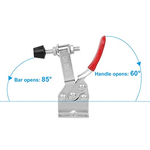 AConnet Adjustable Toggle Clamp 12 Pack 201-B Style Quick Release Toggle Latch Hold Down Clamp Antiskid Red Horizontal Clamp 360Lbs Holding Capacity Quick Release Woodworking Tool