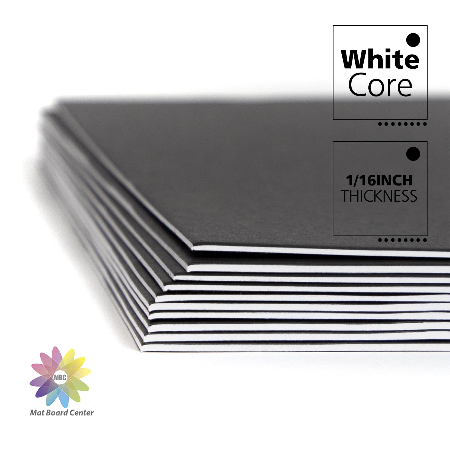 Mat Board Center, 10 Pack 16x20 Black Uncut Mat Boards/Backing Matt Boards for Crafts, Frames, Photos and More