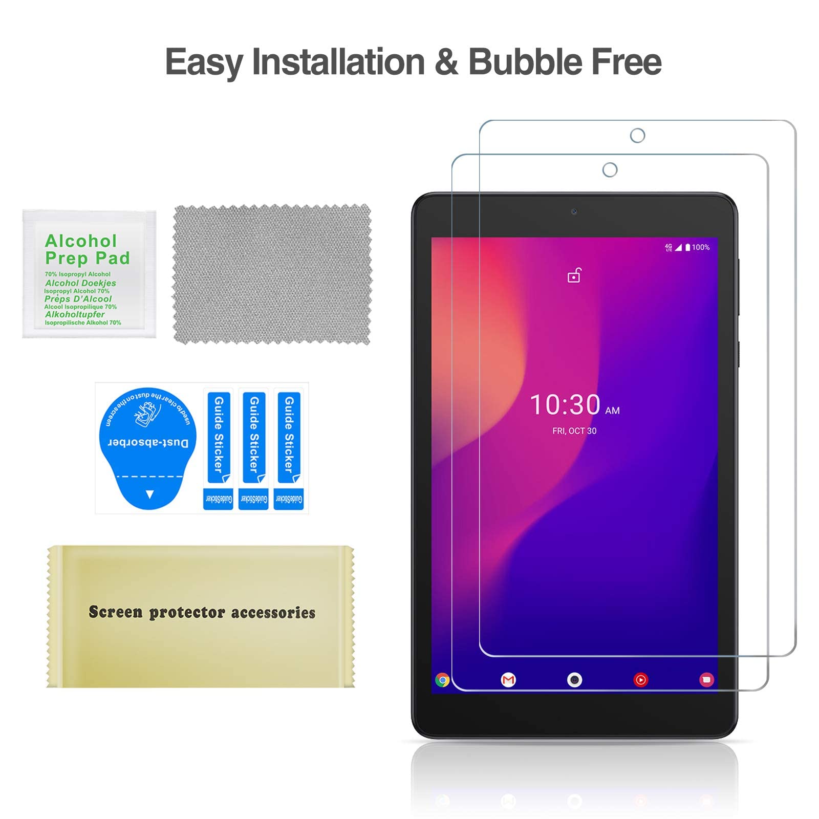 ProCase [2 Pack] Screen Protector for Alcatel Joy Tab 2 2020 Release (Model: 9032Z) / Joy Tab/Joy Tab Kids and Alcatel 3T Tablet 8-inch, Tempered Glass Screen Film Guard Screen Protector –Clear